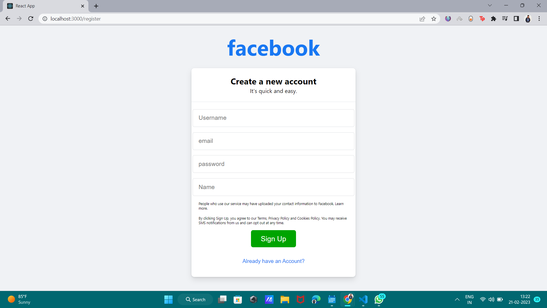 Github Samarpitsnehfb Frontend Facebook Clone Using React Js