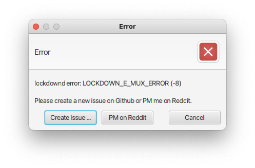 Error -8 lockdown error: LOCKDOWN_E_MUX_ERROR (-8) when reading from device · Issue #228 ...