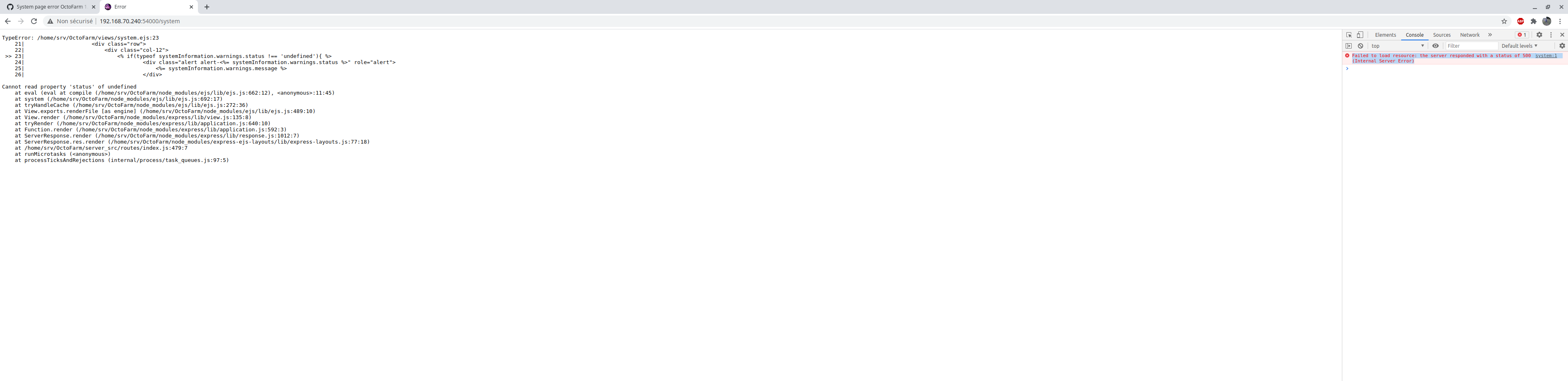 System page error OctoFarm 1.1.11 · Issue #341 · OctoFarm/OctoFarm · GitHub