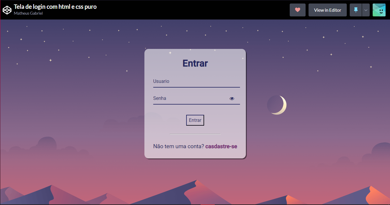 GitHub - MatheusNormandy/TelaDeLogin: Uma tela de login simples cujo o intuito é treinar meus ...