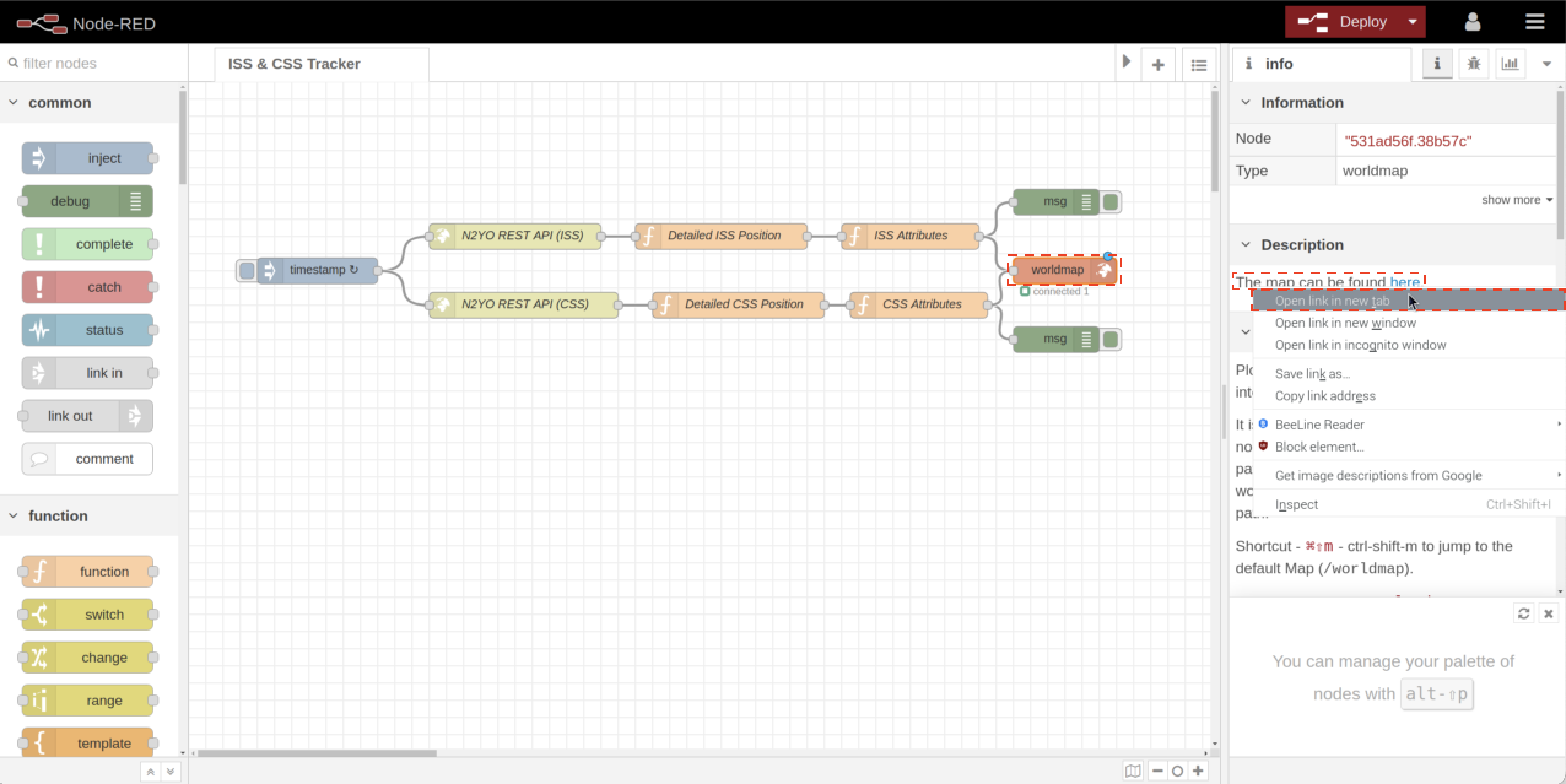GitHub - TheDyslexicCoder/node-red-space-station-worldmap: Using Node-Red's WorldMap to view the ...