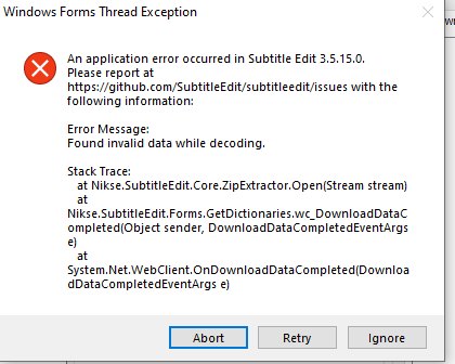 Error when downloading dictionary · Issue #4203 · SubtitleEdit ...