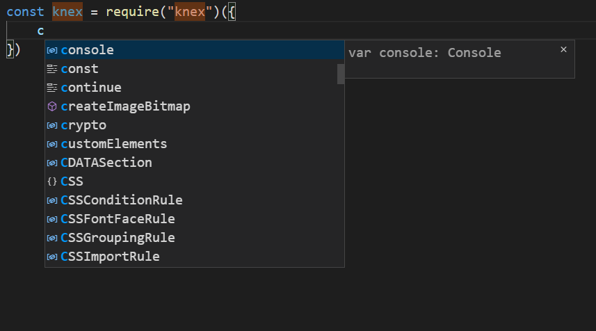 Missing hints in the IDE · Issue #4392 · knex/knex · GitHub