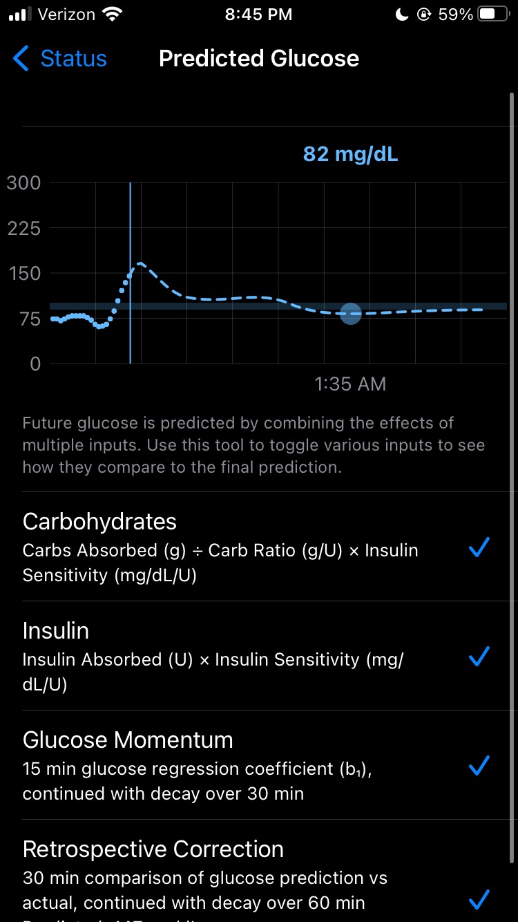 Message on bolus rec screen incorrectly references safety limit when prediction is above limit ...