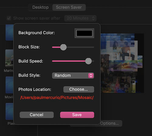 GitHub - pjmercurio/Mosaic-Saver: macOS Photo Mosaic Screensaver