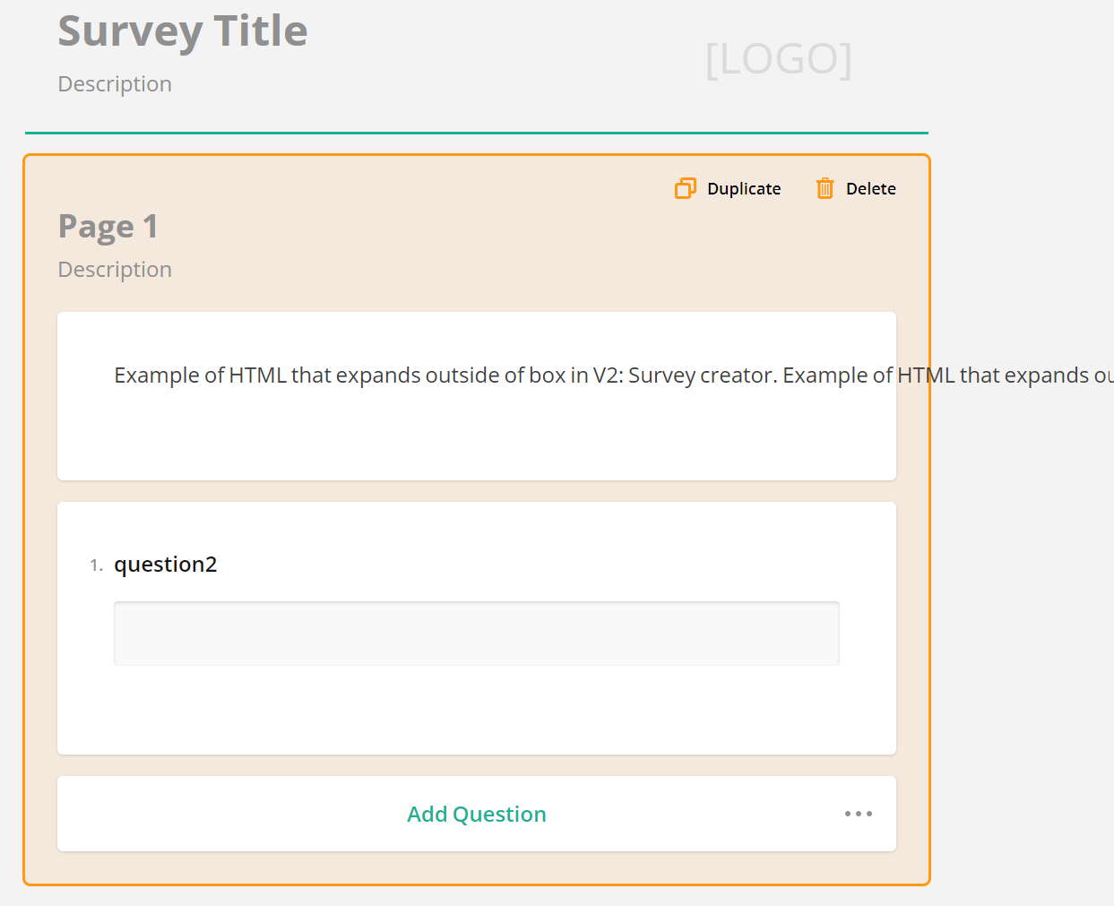 V2: Survey Creator HTML field - text overflows editing box · Issue ...