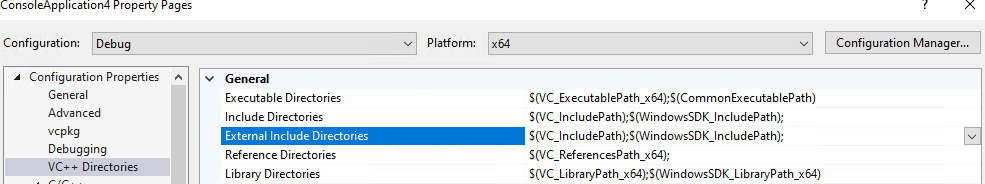 In vs2019, build project with vcpkg while the include directories are imported from ...
