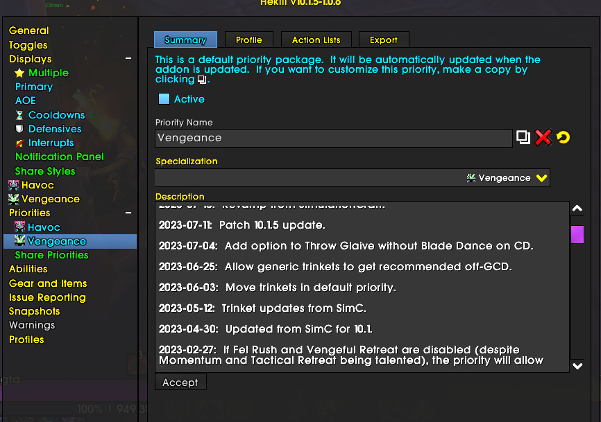 [BUG] Primary and AOE prio now showing Vengeance · Issue #2738 · Hekili/hekili · GitHub