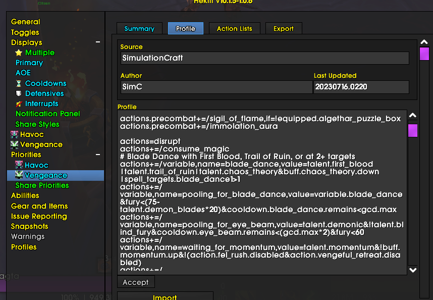 [BUG] Primary and AOE prio now showing Vengeance · Issue #2738 · Hekili/hekili · GitHub