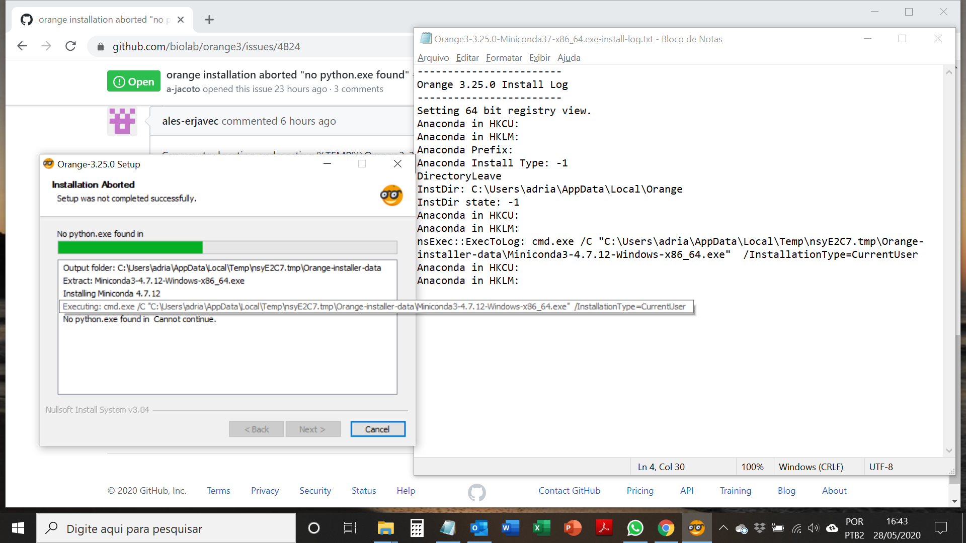 orange installation aborted "no python.exe found" · Issue #4824 · biolab/orange3 · GitHub
