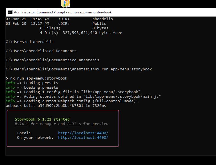 running nx run app-menu:storybook in react project produces ENOENT: no such file or directory ...