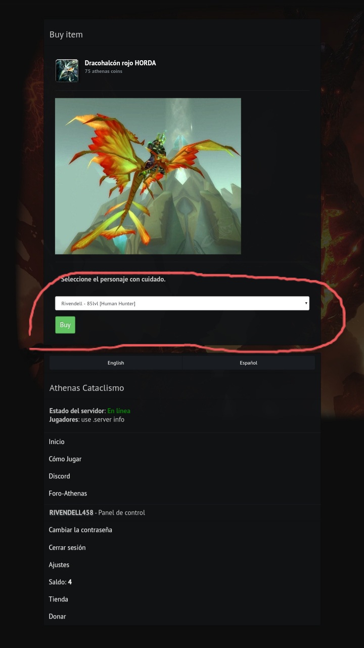 Fallo Montura Dracohalcón rojo en Tienda Athena para alianza · Issue #413 · athenaswow ...