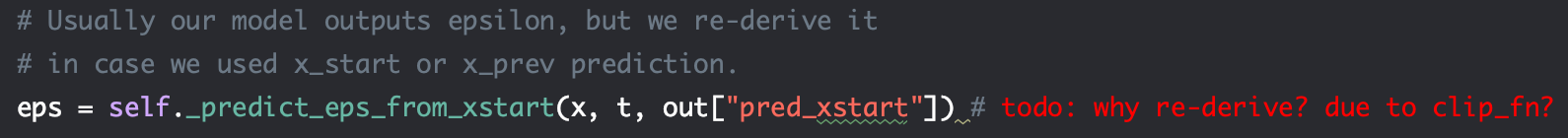 WHY re-derive eps from x_0 in def ddim_sample()? · Issue #110 · openai/improved-diffusion · GitHub