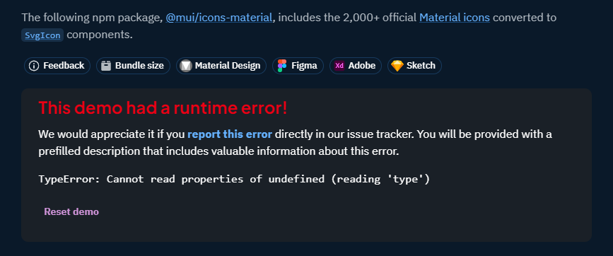 [docs] Demo SearchIcons crashes · Issue #31562 · mui/material-ui · GitHub