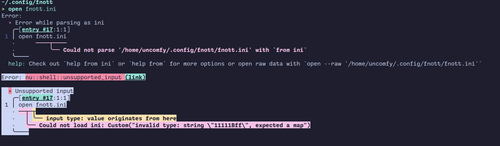 Cannot Open Certain Ini Files · Issue 7981 · Nushellnushell · Github