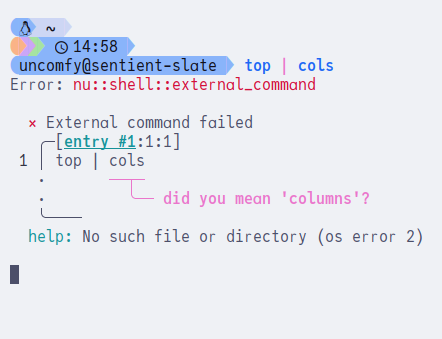 cannot go back to repl when using top piped to a non existing command · Issue #10349 · nushell ...