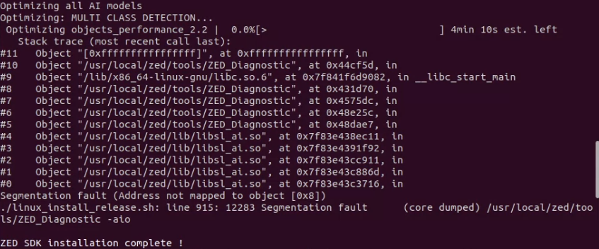 Segmentation fault error when optimizing AI model with ZED SDK installer · Issue #551 ...