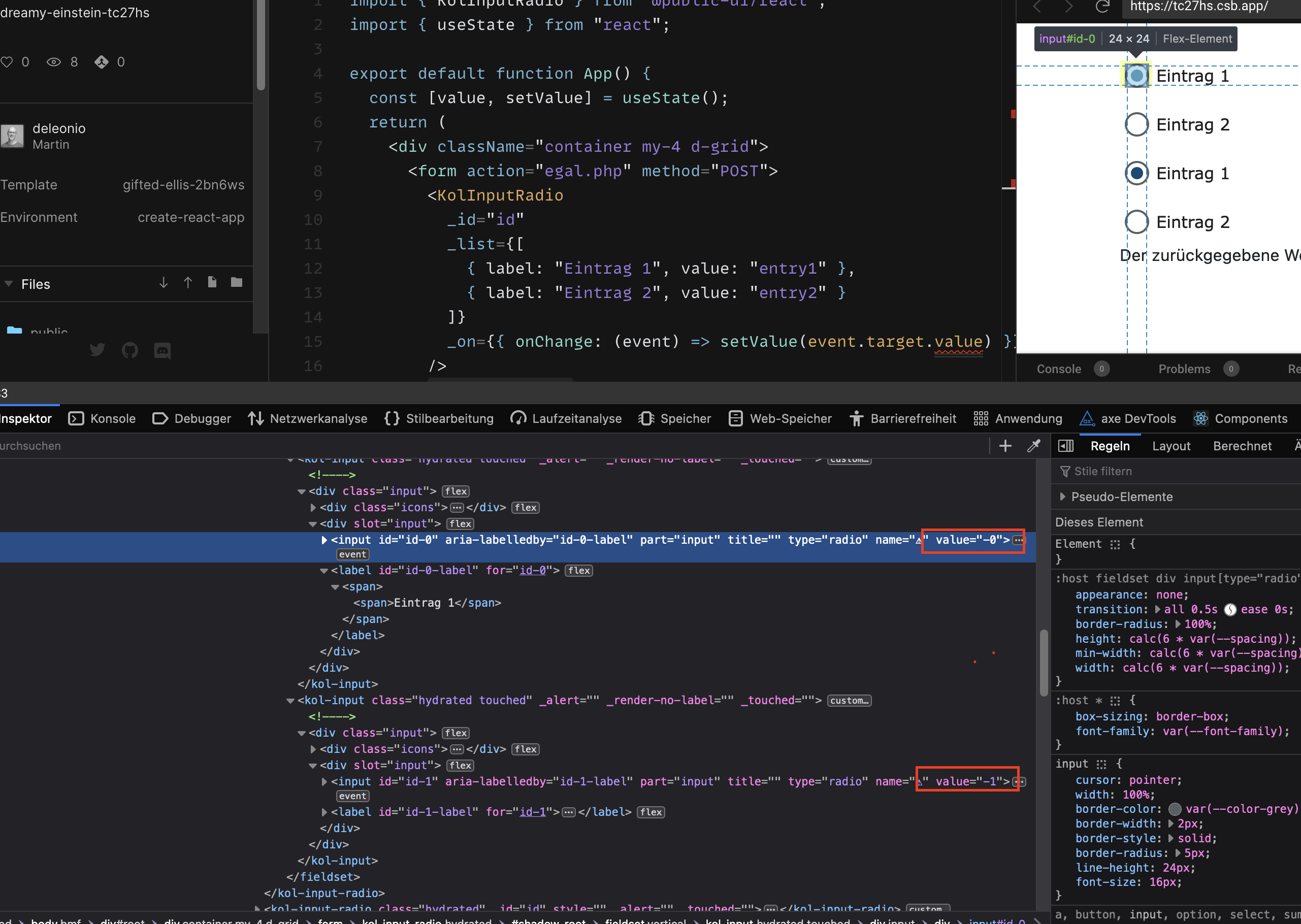 🐞 Bug: KolInputRadio gibt falsche Werte onChange zurück · Issue #2152 ...
