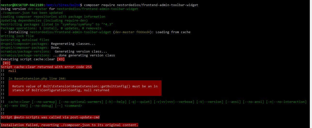 [Extensions] Command line is broken after installing extension · Issue #704 · bolt/core · GitHub
