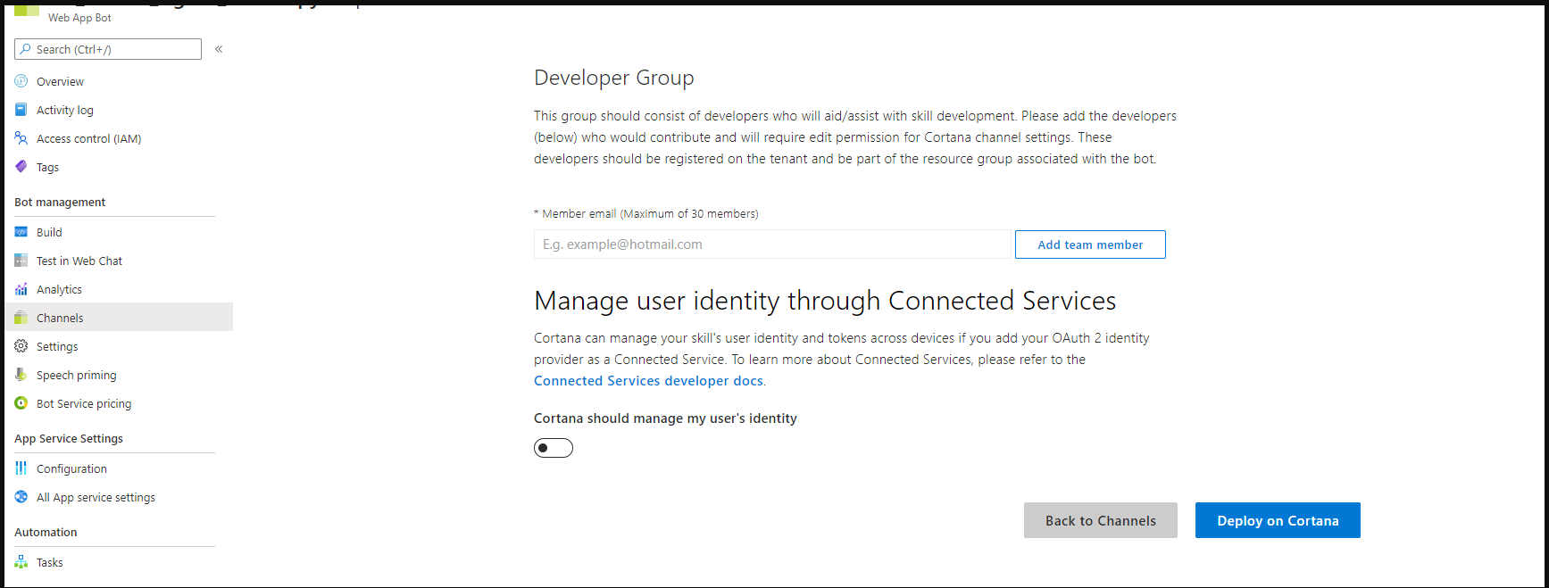 Activating Cortana Channel in Bot Framework · Issue #273 · microsoft/BotFramework-Services · GitHub