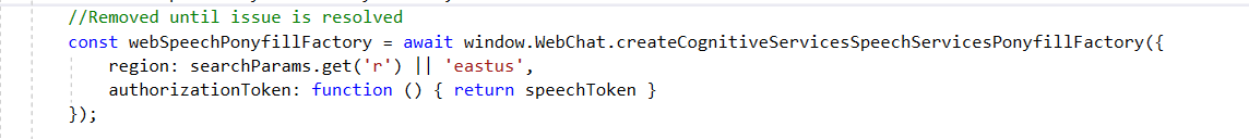 webSpeechPonyfillFactory throwing errors after recent deployment · Issue #3819 · microsoft ...