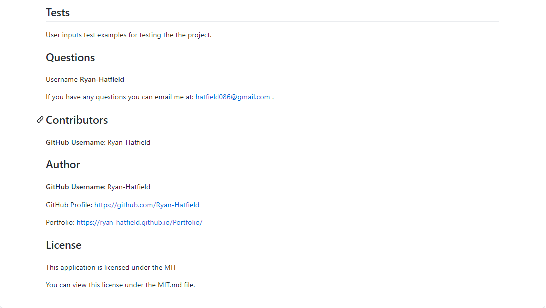 GitHub - Ryan-Hatfield/Good-README-Generator: Good README Generator
