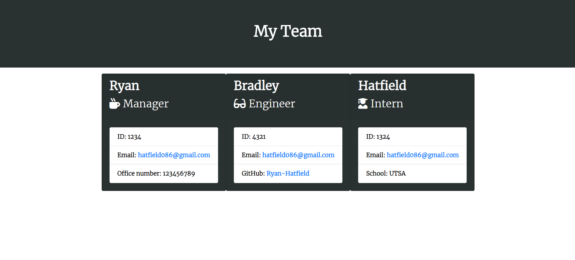 GitHub - Ryan-Hatfield/Team-Profile-Generator: An application that ...