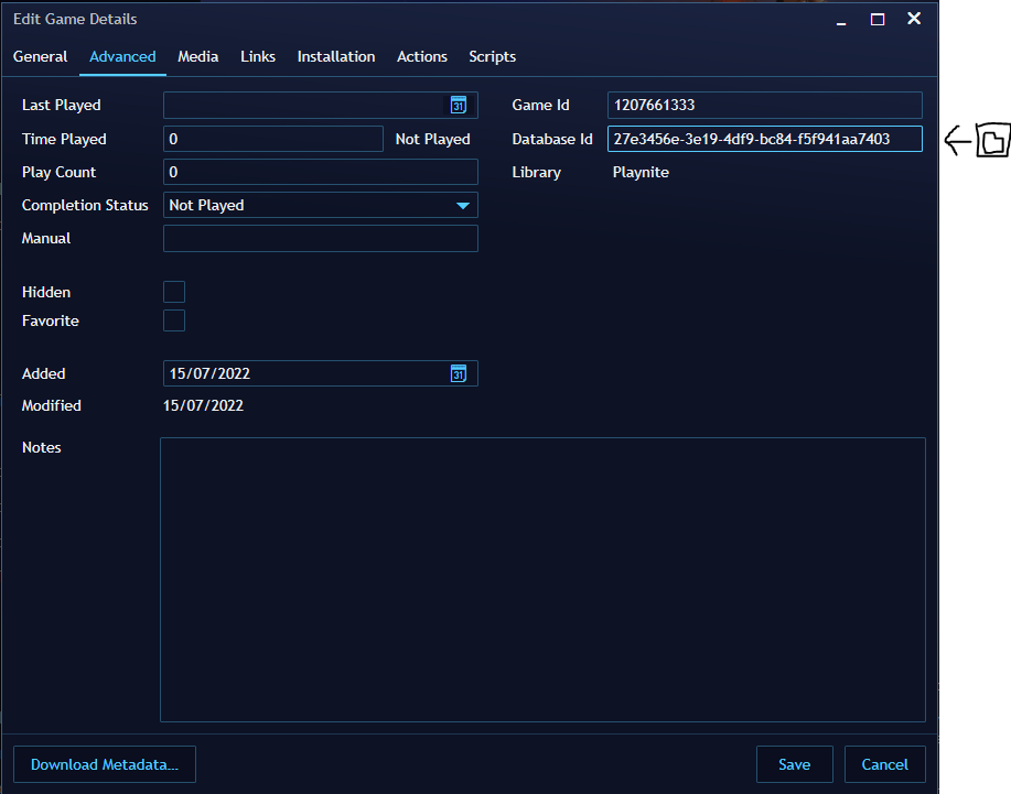 Add button or link to Database Id field in Edit Game Details - Advanced ...