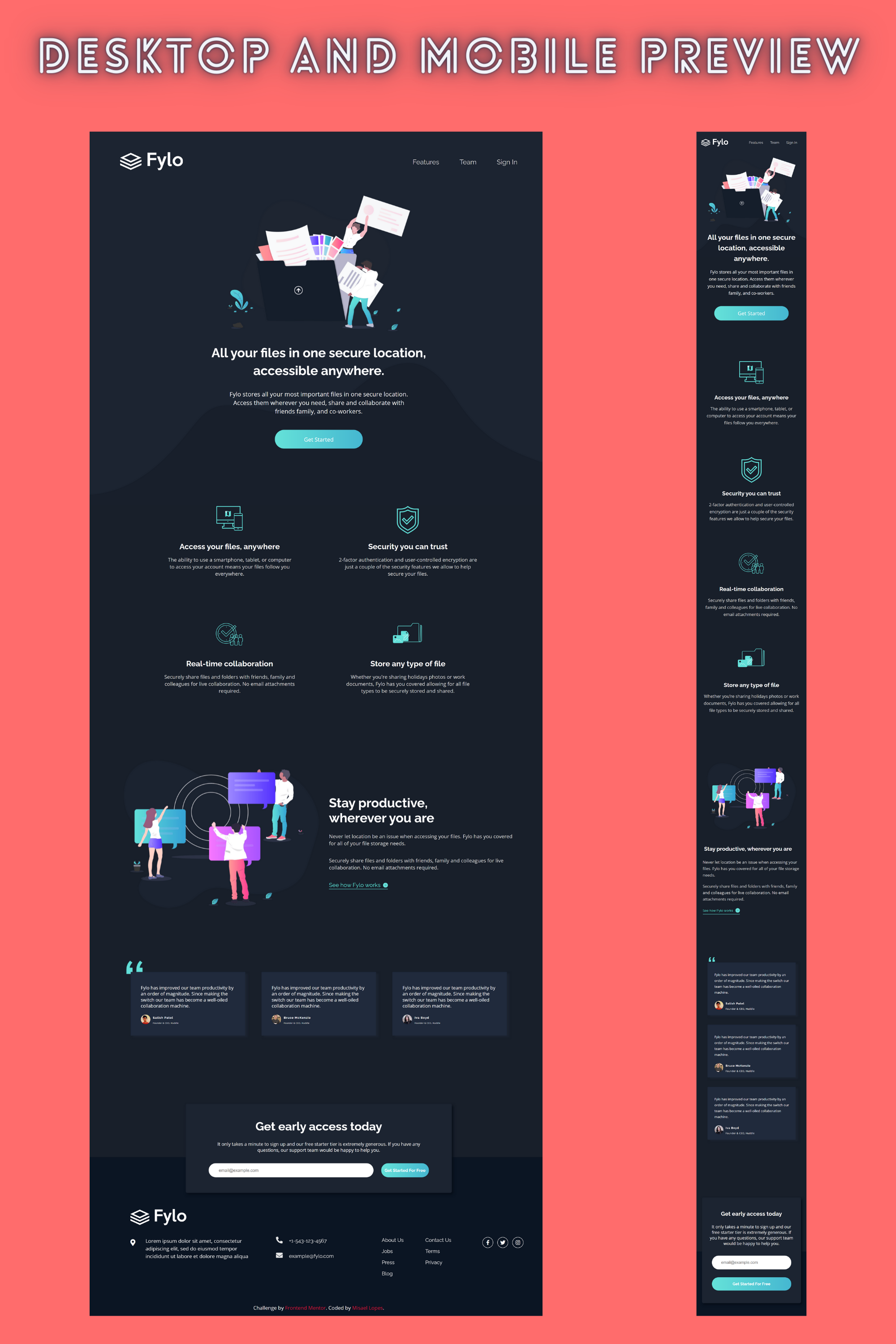 Github Misaellopes01 Fylo Dark Theme Landing Page Master Frontend