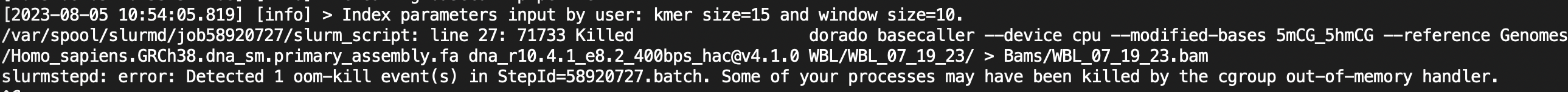 Dorado memory management · Issue #283 · nanoporetech/dorado · GitHub