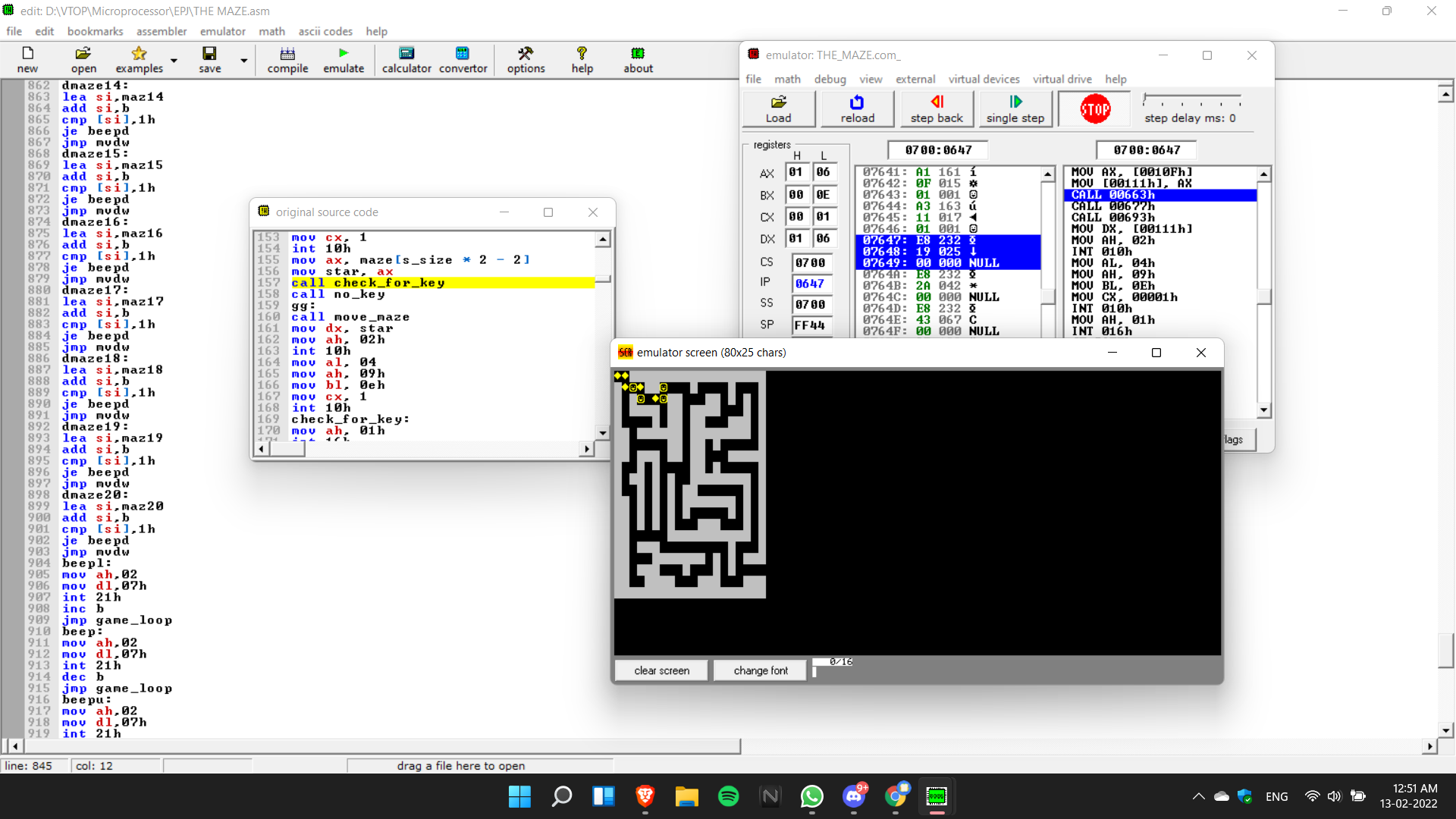 GitHub - ripunjaynarula/THE-MAZE: MAZE USING EMULATOR 8086
