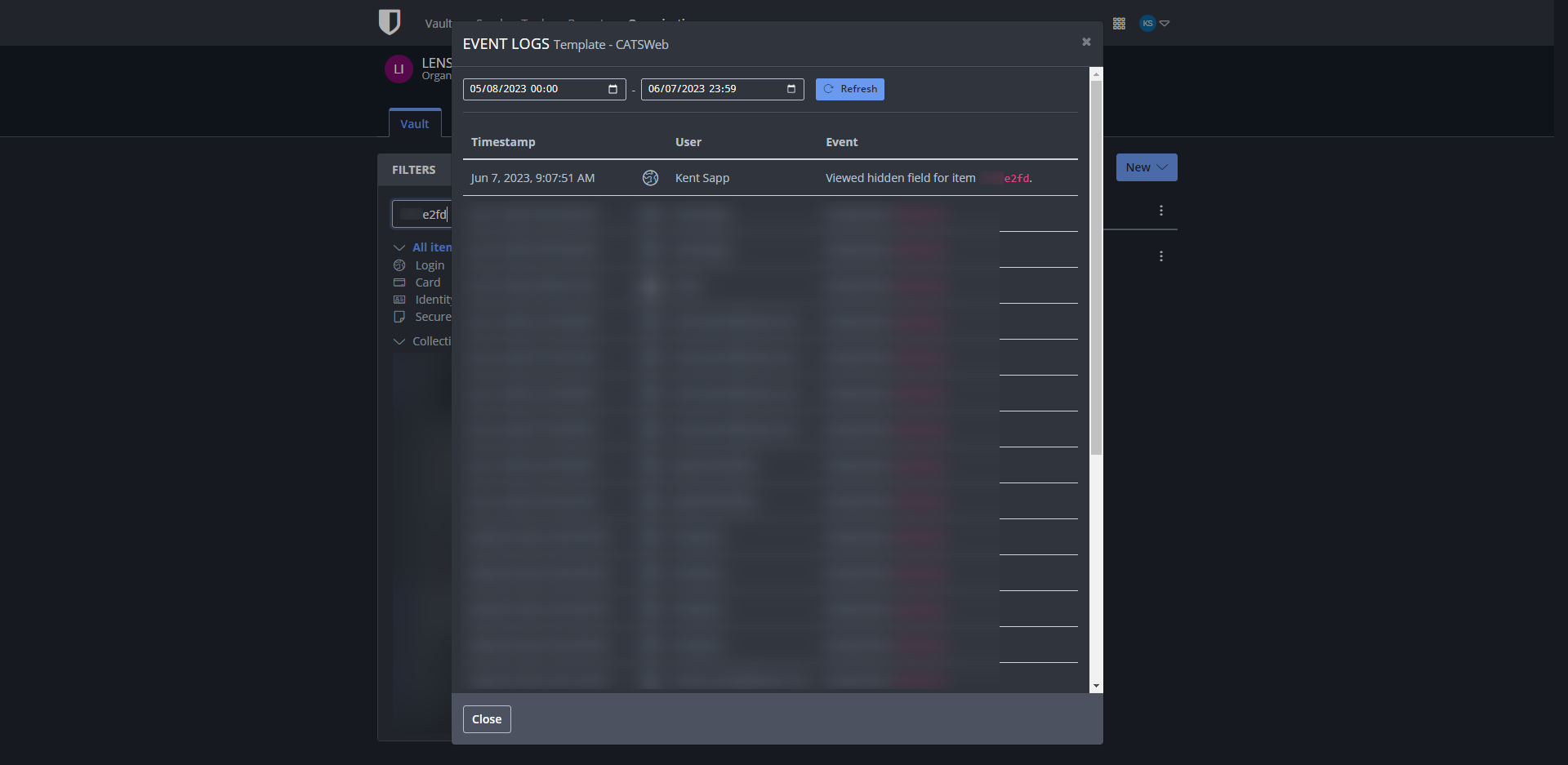 Web Vault Greyed Out - Cannot Click After View Item from Enterprise Event Logs · Issue #5579 ...