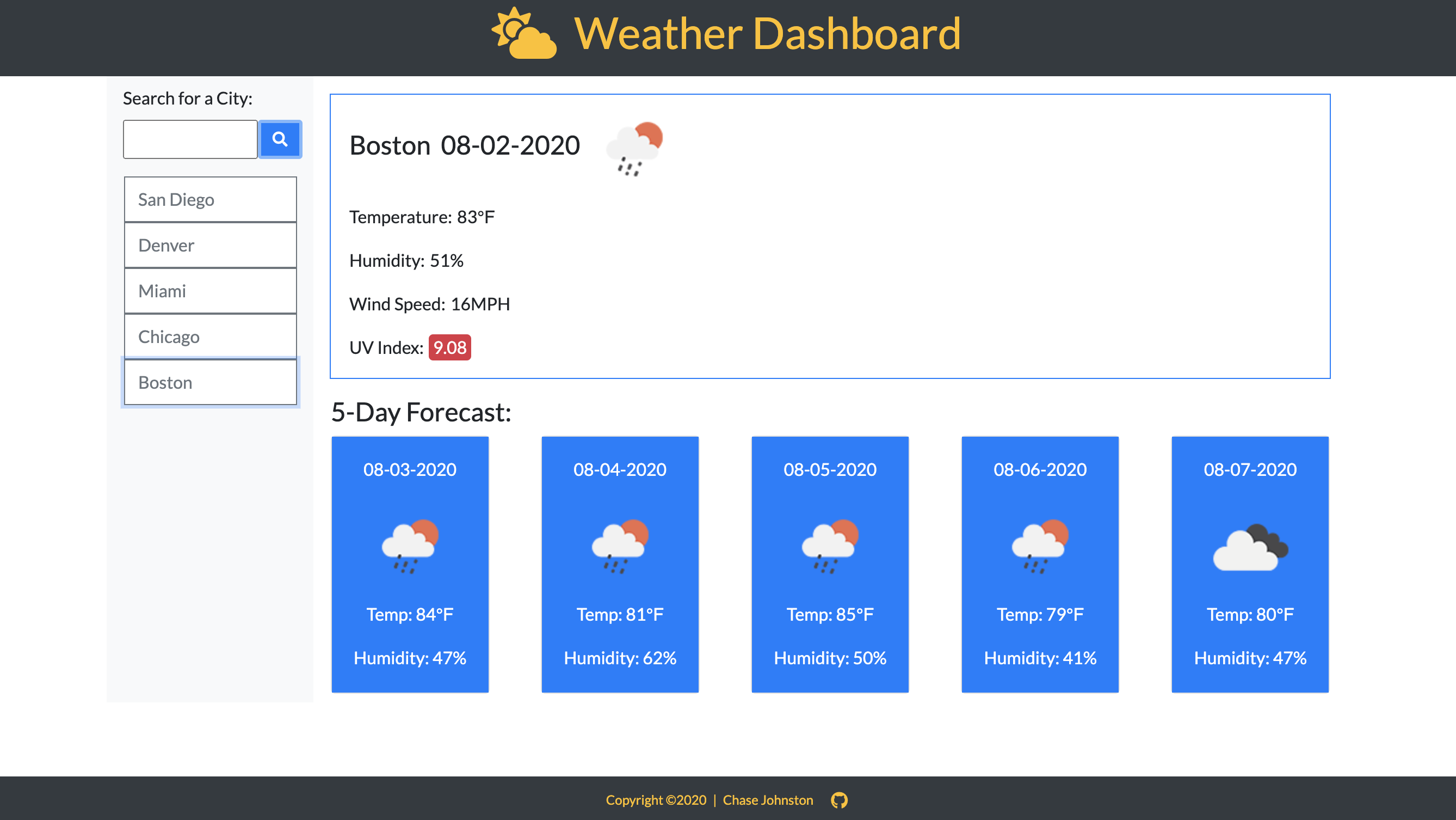GitHub - johnstoc13/Weather-Dashboard