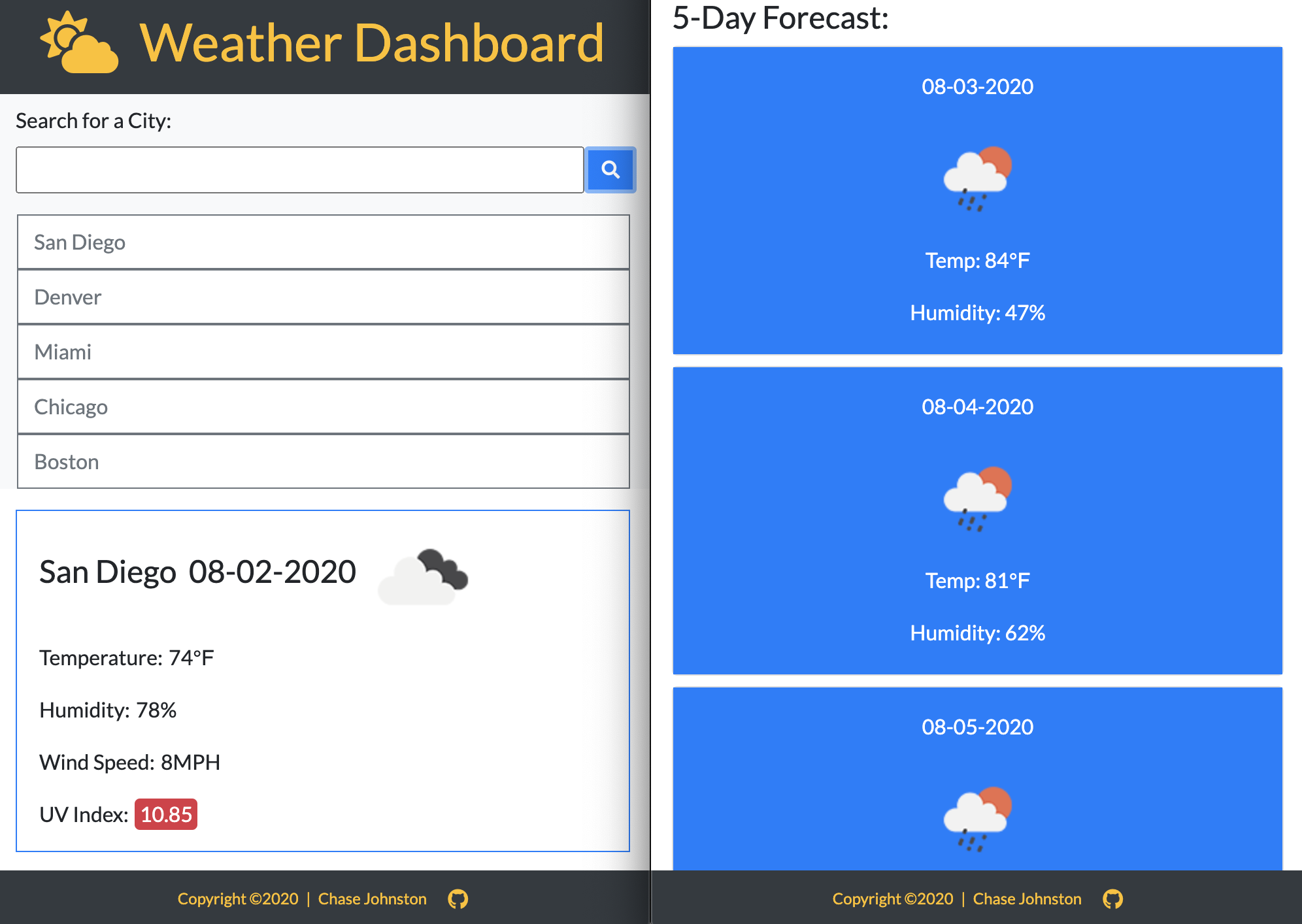 GitHub - johnstoc13/Weather-Dashboard