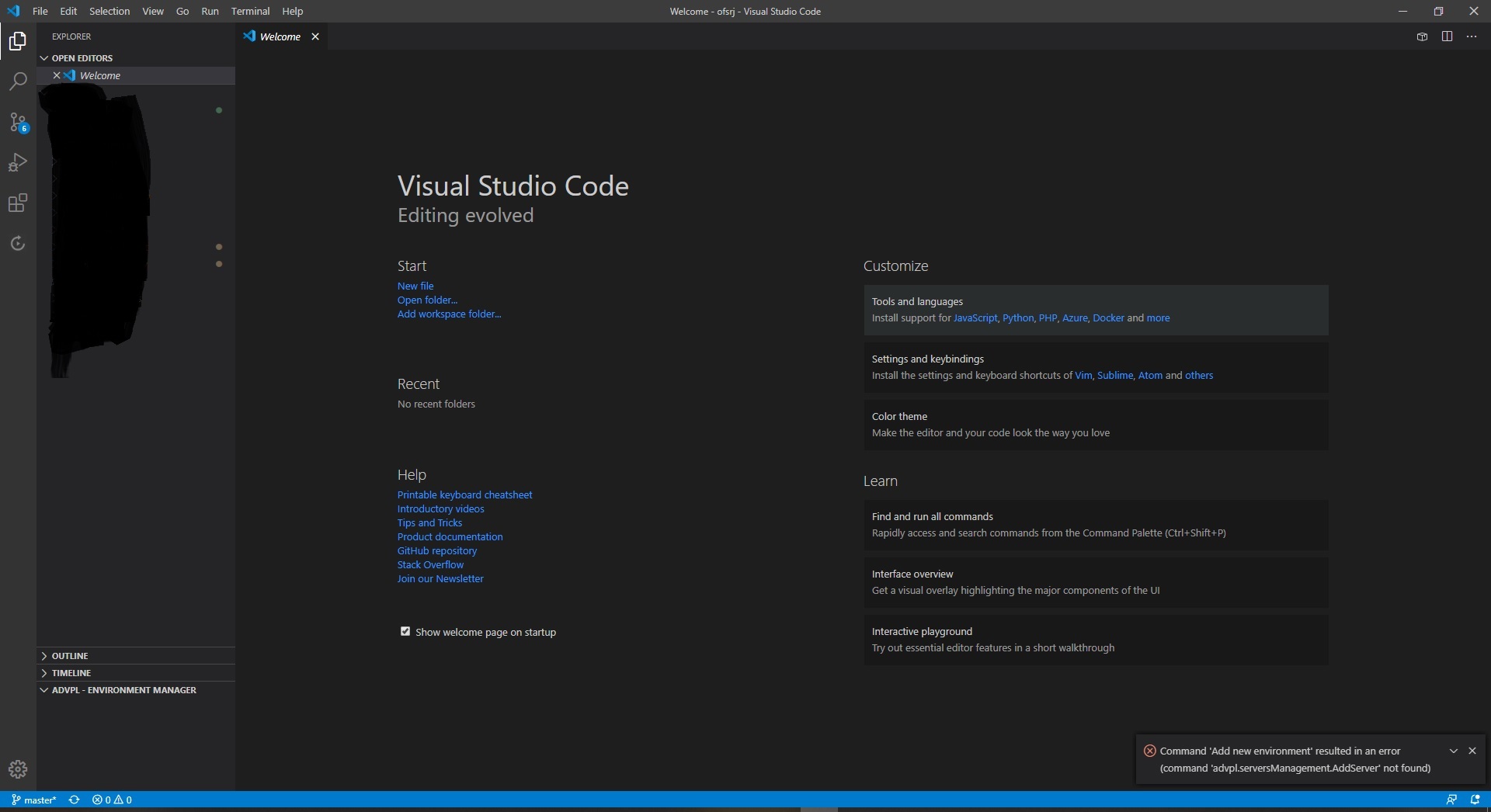 Command 'Add new environment' resulted in an error · Issue #444 · totvs/advpl-vscode · GitHub
