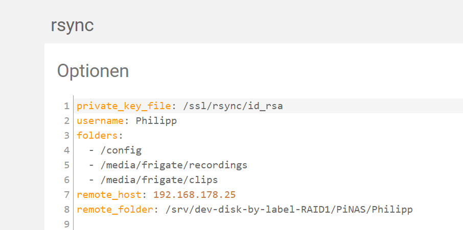 rsync options for each folder sync individually, maybe even different ...
