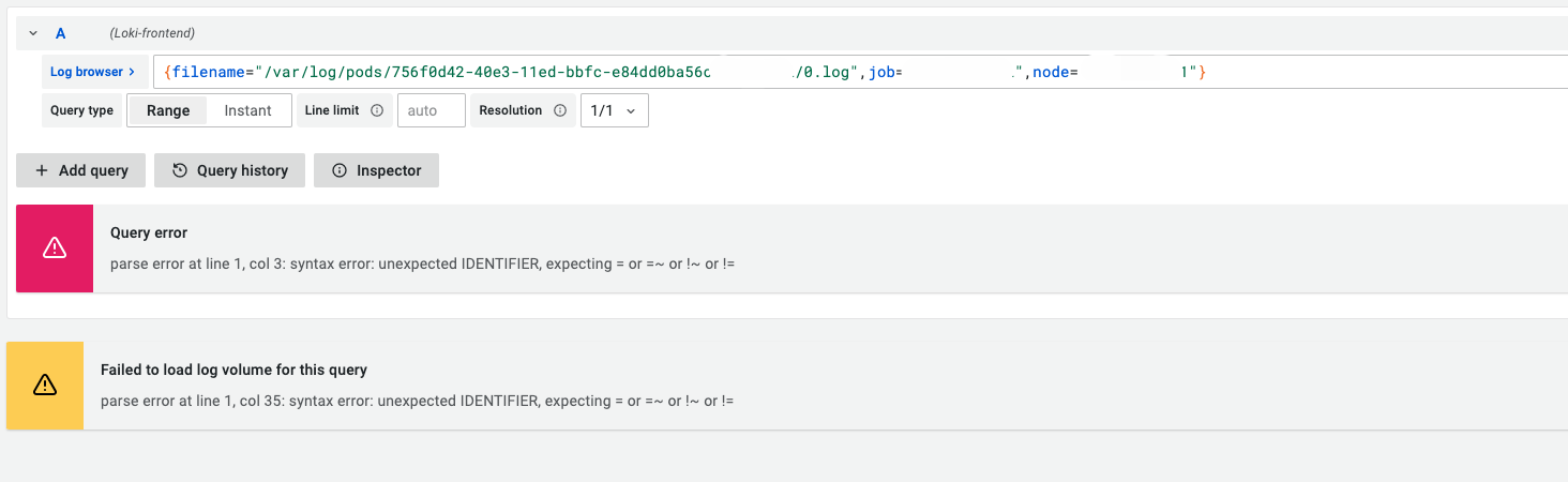 Loki In Grafana Ui Report Error Syntax Error Unexpected Identifier Expecting Or ~ Or 