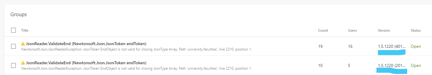 Group errors and crashes by version name and not by version number · Issue #933 · microsoft ...
