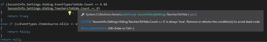 False positive for CA1508 · Issue #21331 · dotnet/docs · GitHub