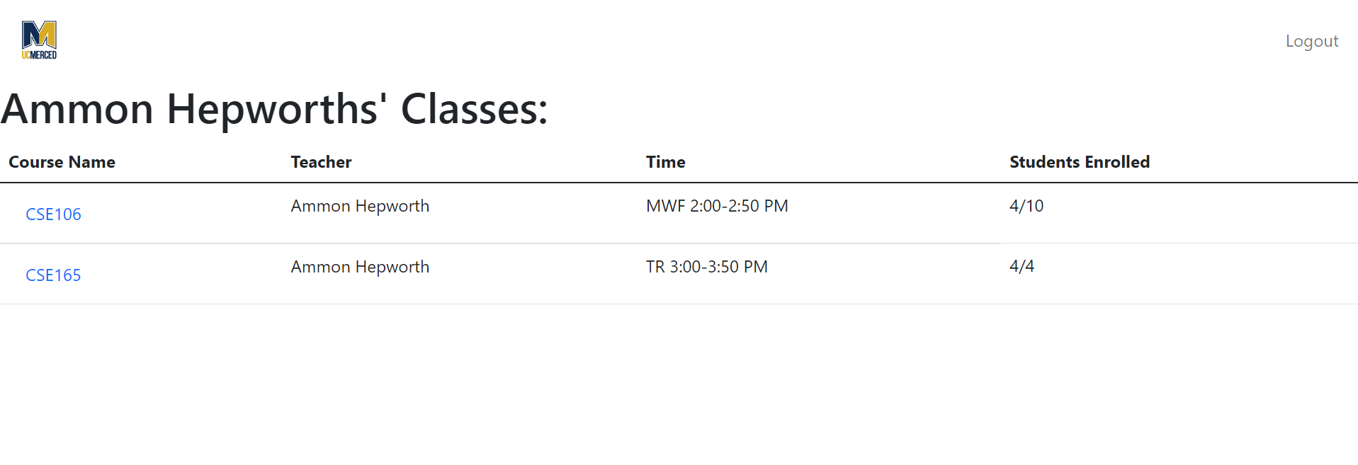 GitHub - iSJ007/ClassEnrollment: This is a class enrollment page