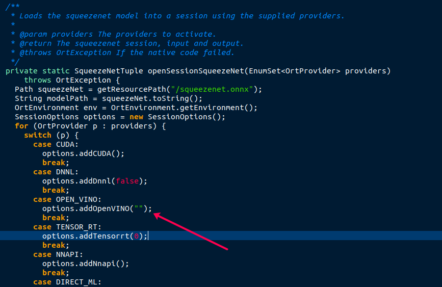 while OpenVINO as execution provider with onnxruntime in java and python get error Failed to ...