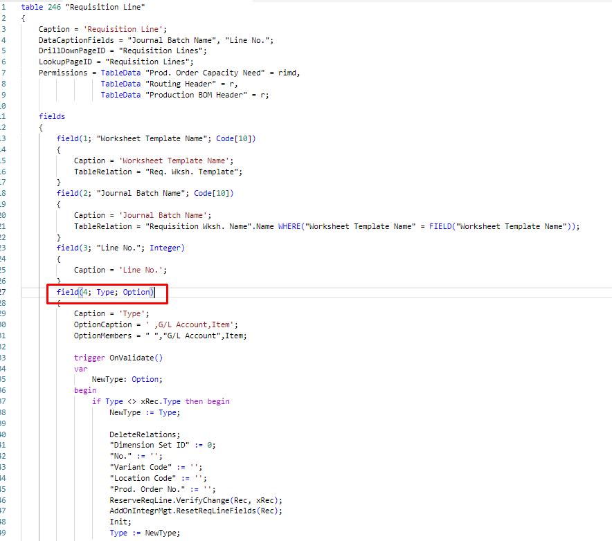 In table "Requisition Line" field "Type" should be Enum · Issue #10907 · microsoft ...