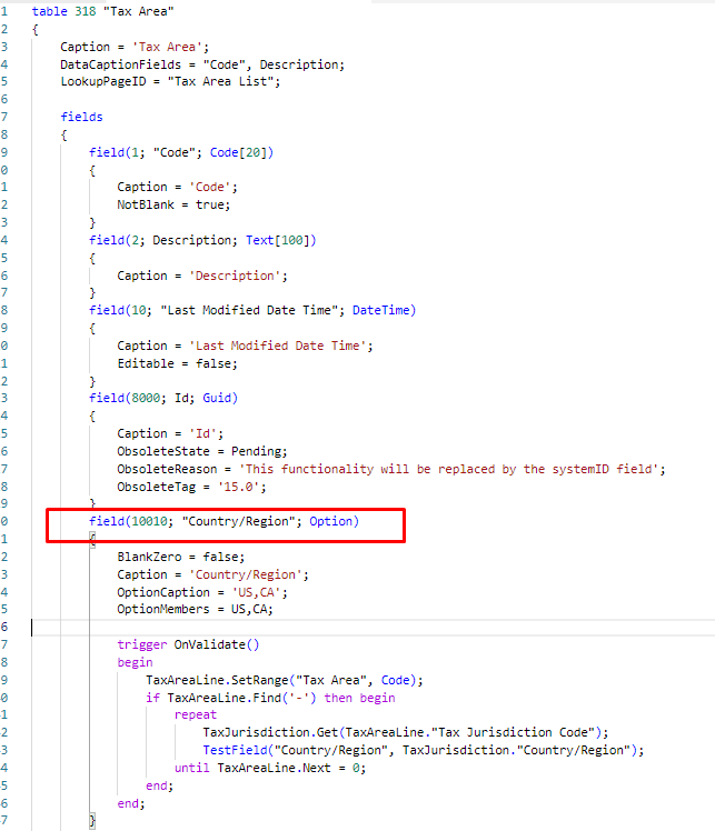 [Enum Request] In the table "Tax Area" field "Country/Region" should be Enum · Issue #10908 ...
