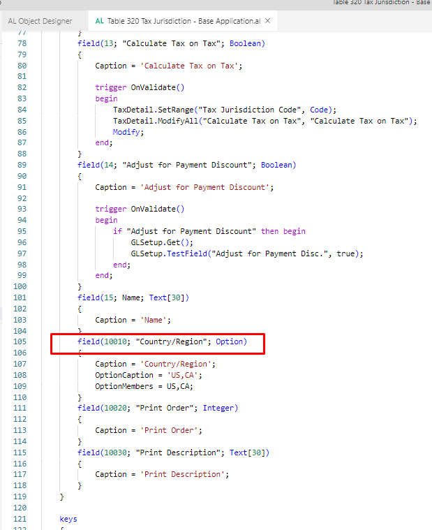 [Enum Request] In the table "Tax Jurisdiction" field "Country/Region" should be Enum · Issue ...