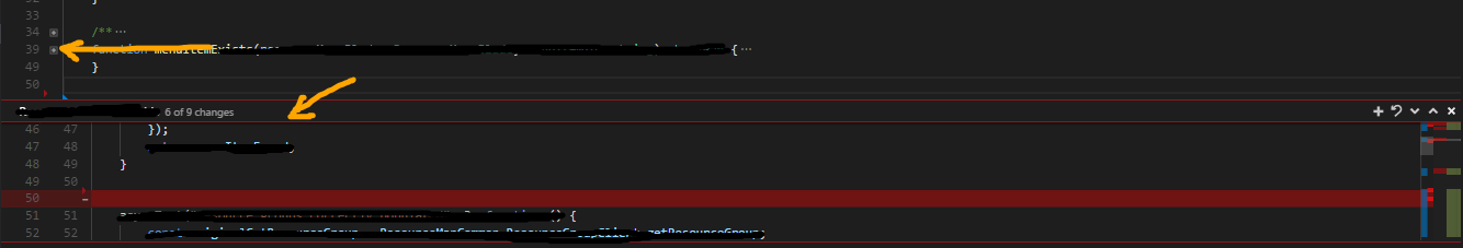 Clicking in margin to toggle collapsible section opens changes window · Issue #36514 · microsoft ...