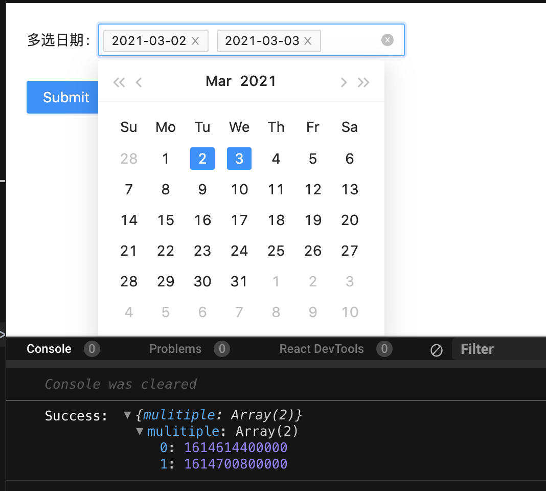 DatePicker multiple date selection? · Issue #4447 · ant-design/ant-design · GitHub