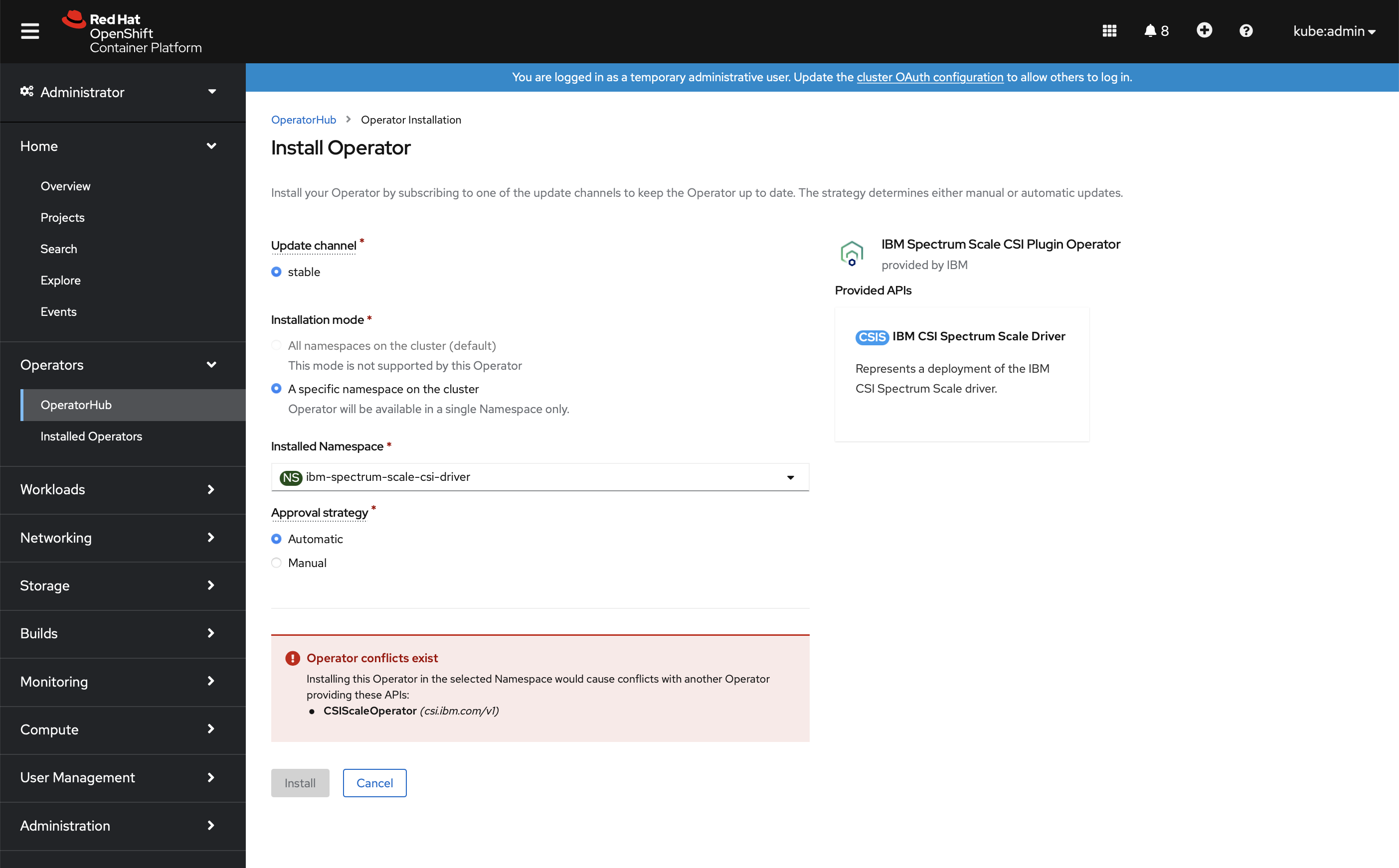Csi 2 2 0 Olm Issue With Kubernetes And Openshift · Issue 420 · Ibm Ibm Spectrum Scale Csi · Github
