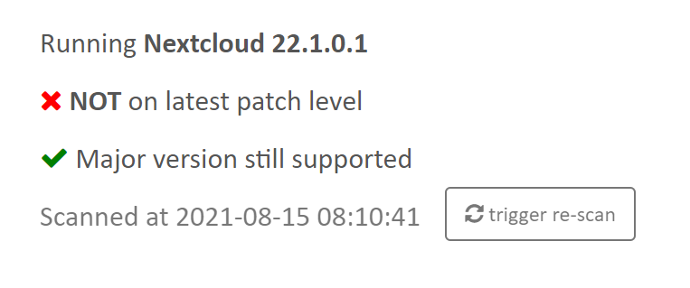 Security scan reports version 22.1.0.1 as "NOT latest patch level ...