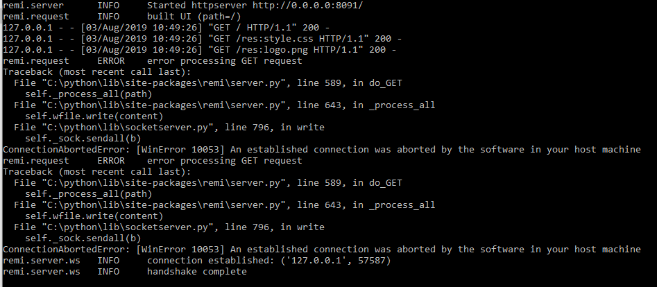 Remi stops responding (websocket spontaneous message) · Issue #326 ...