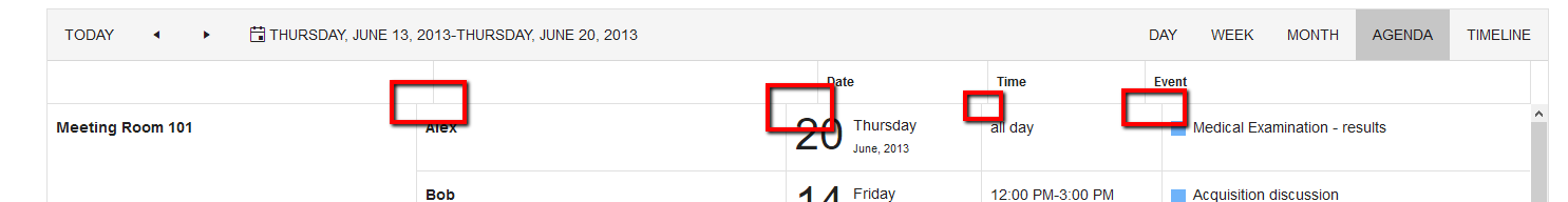 Displaced columns and not centered headings in Scheduler Agenda view with Material · Issue #574 ...